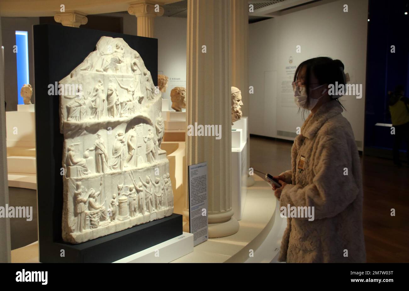 Visitors visit the special exhibition of Ancient Greeks of the British ...