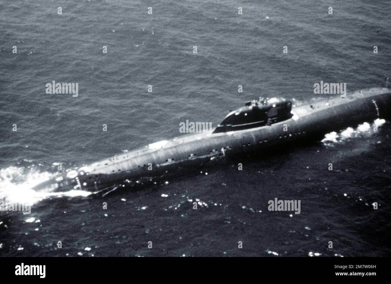 A port view of a Soviet Charlie class nuclear-powered cruise missile ...