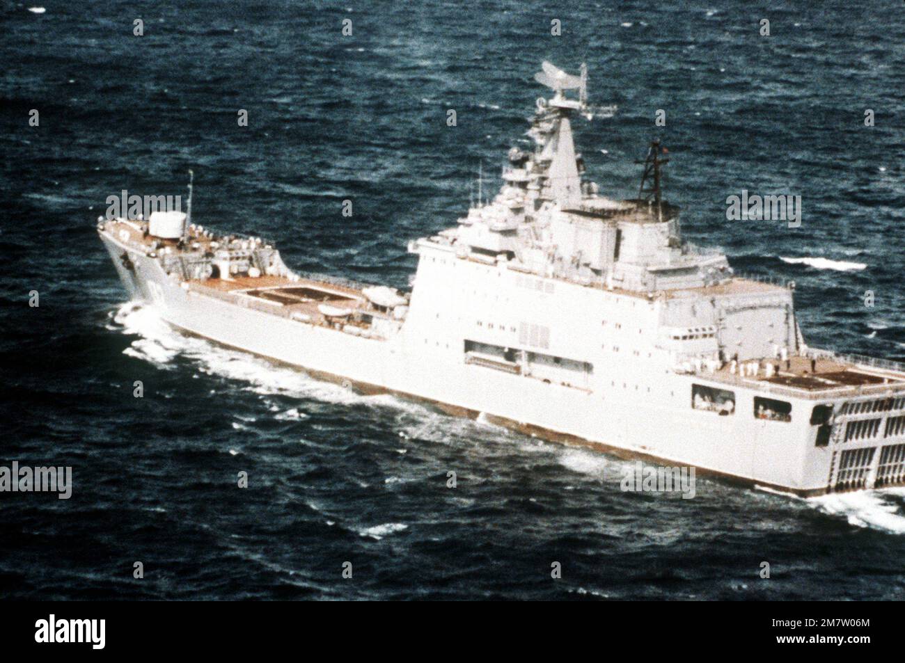 A port quarter view of a Soviet Ivan Rogov class amphibious assault ...