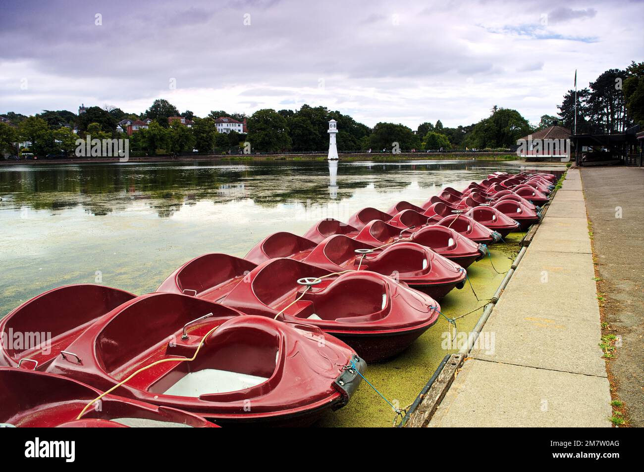 Paddle boats on Roath Park Lake Stock Photo - Alamy