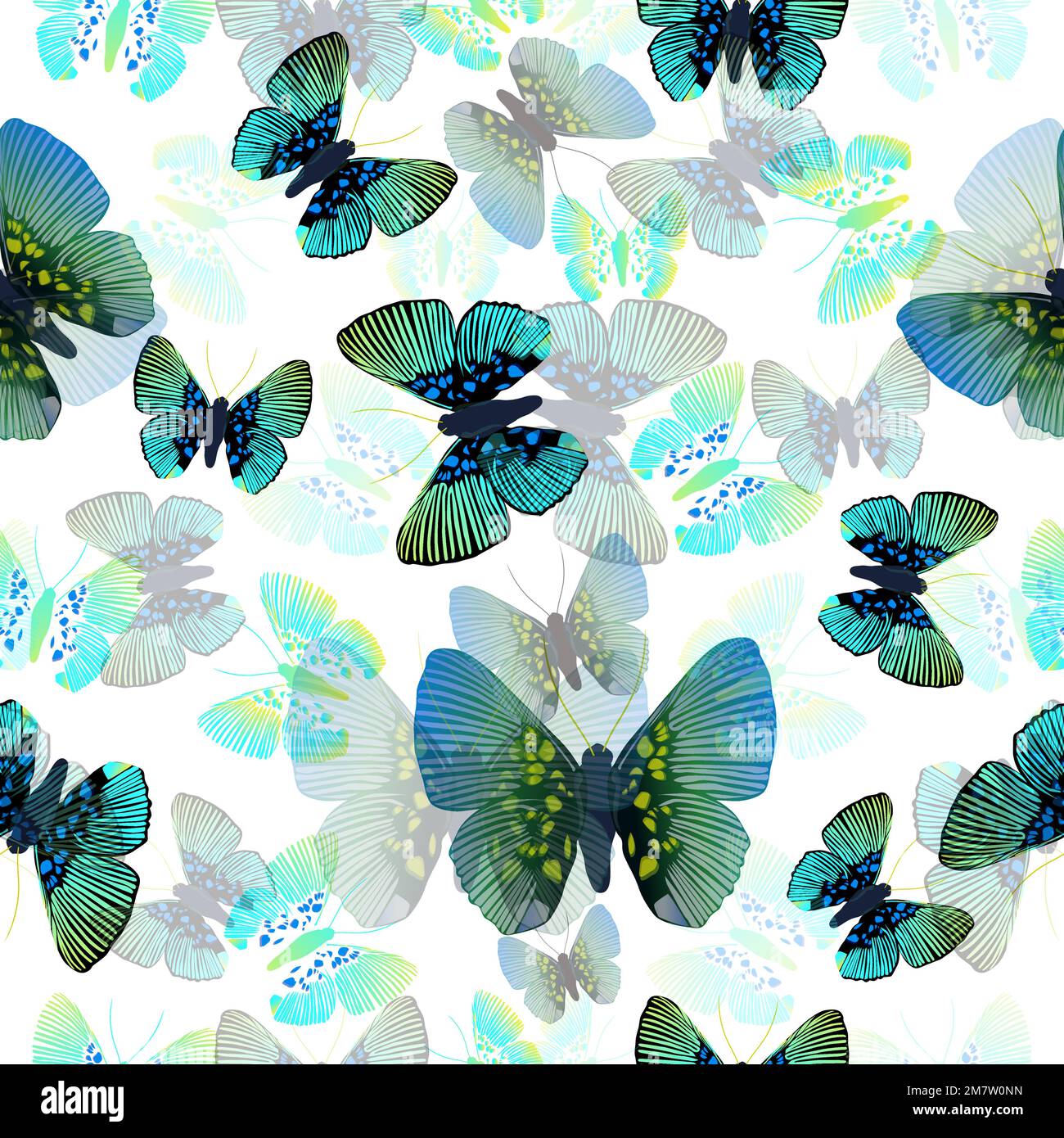Butterfly pattern. Seamless background with green butterflies. Vector ...