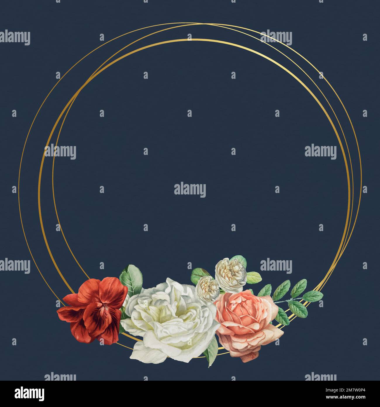 Floral gold frame on blue background vector Stock Vector Image & Art ...