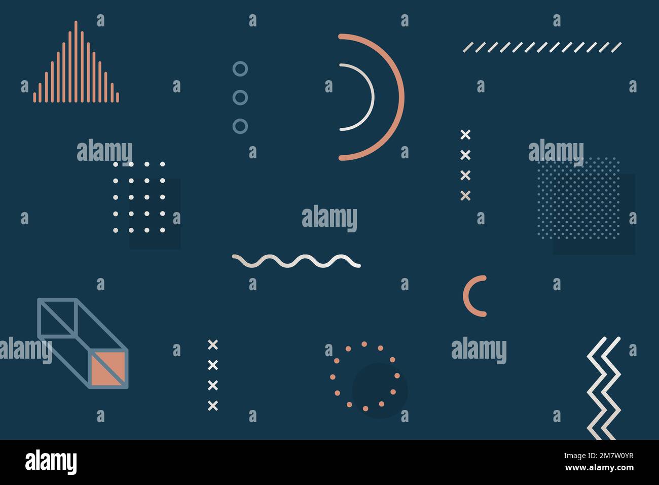 Dark blue tone Memphis design element pack vector Stock Vector Image ...