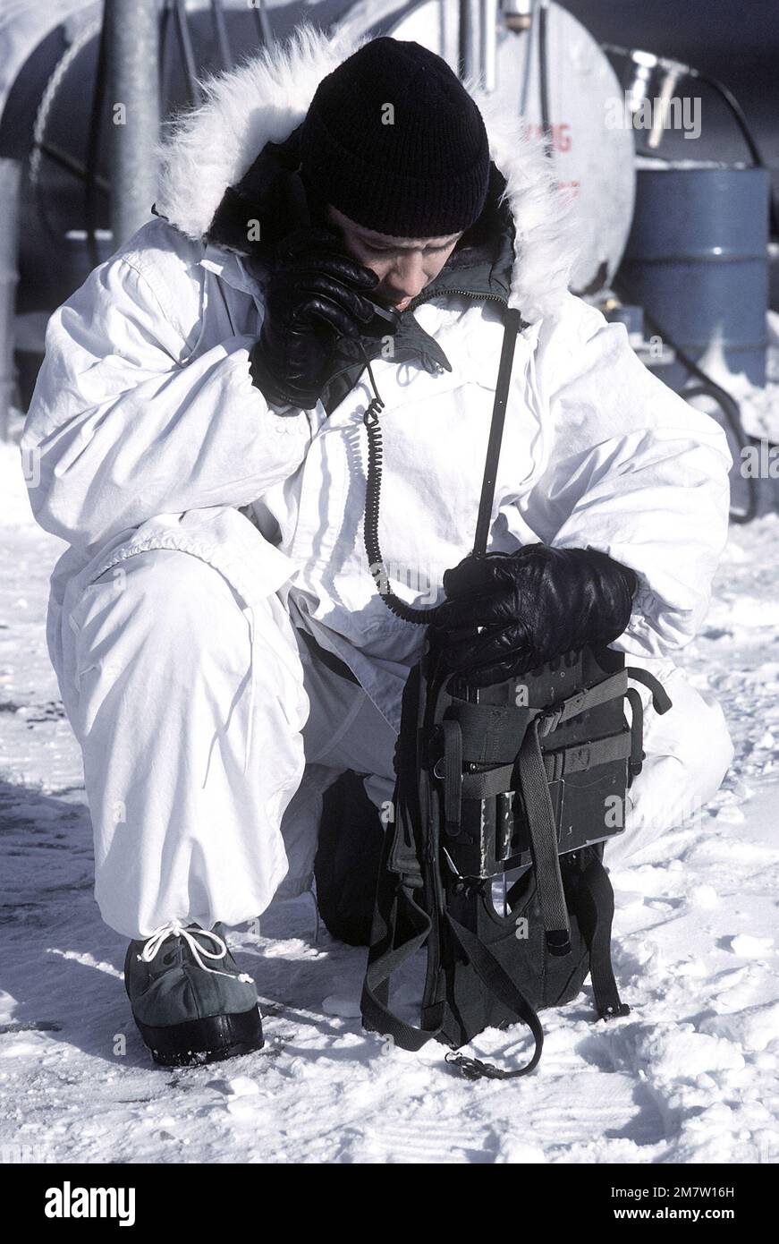 An officer from the 18th Fighter Squadron operates a UHF air-to-ground ...
