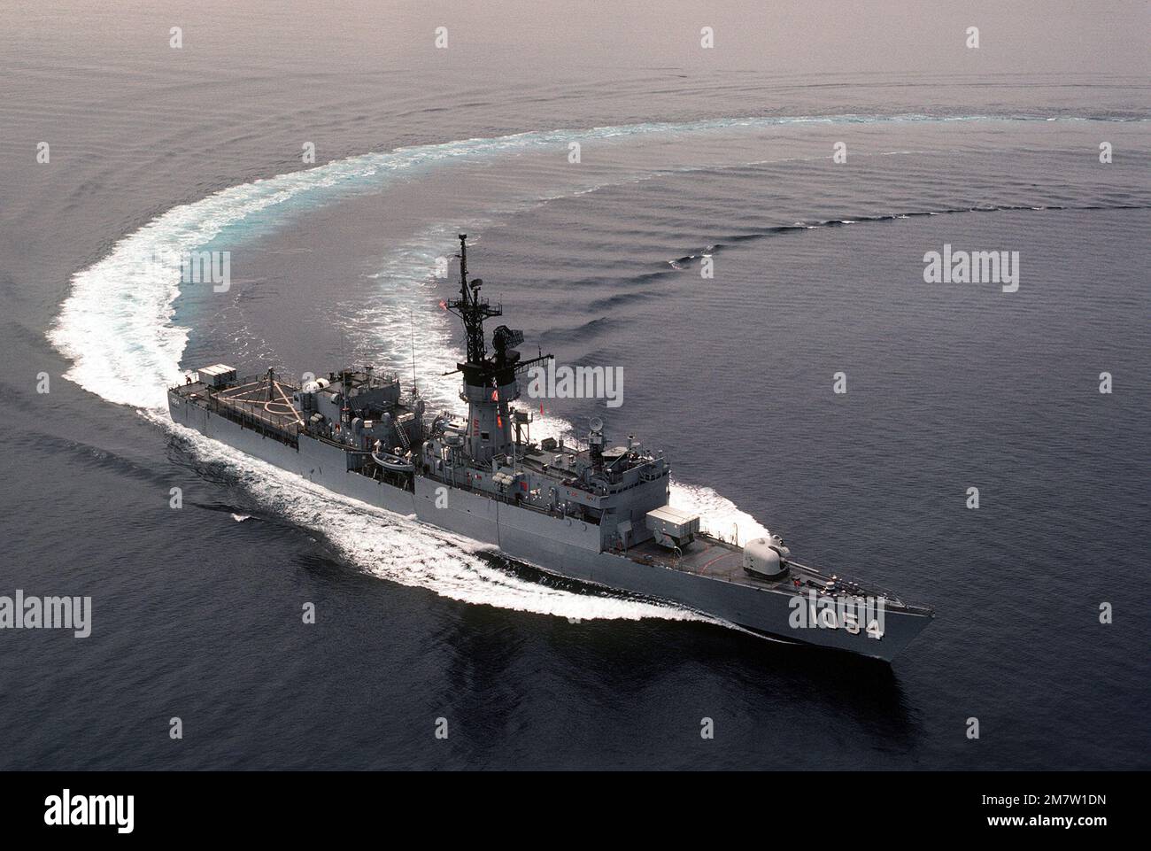 A hihg-angle starboard bow view of the Knox class frigate USS GRAY (FFG ...