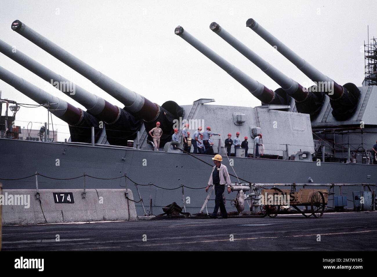 Port view of "A" and "B" turrets on the battleship NEW JERSEY (BB-62 ...