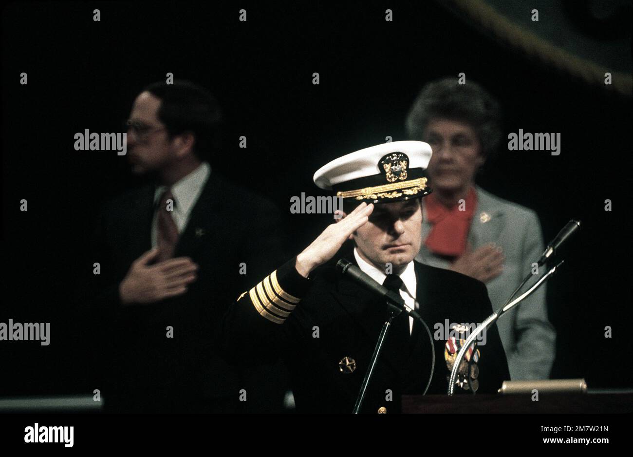 CAPT Richard L. Martin, commanding officer, at the podium, Sen. Sam ...