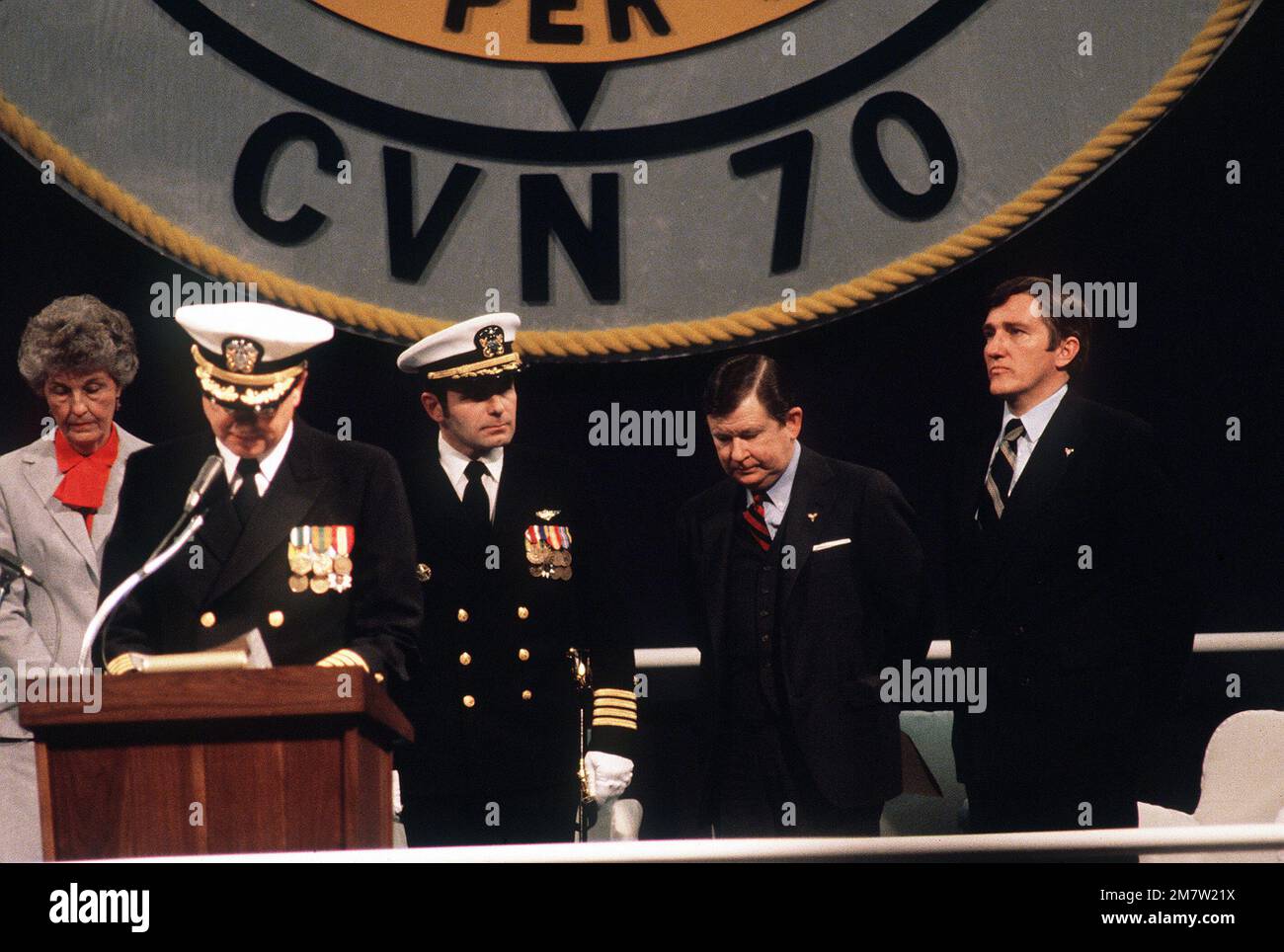 CAPT. Alvin Koeneman, chaplain, speaks during the commissioning ...