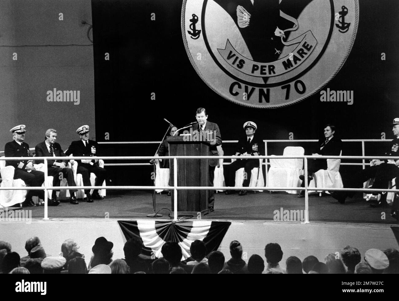 Sen. John Tower, R-Texas, speaks at the commissioning ceremony for the ...