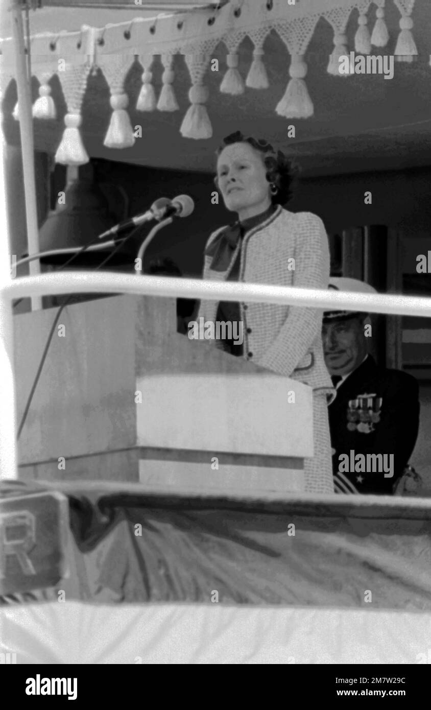 Mrs. Theodora Hoskinson, the sponsor for the commissioning of the ...