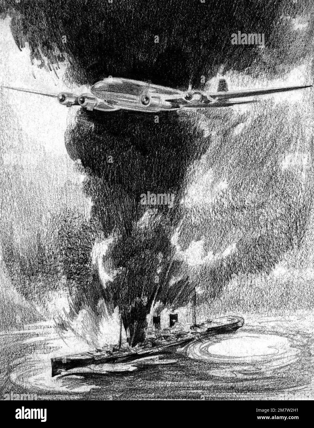 Artwork: "FW-200 Bomber Attacking Atlantic Shipping" Artist: Muller ...