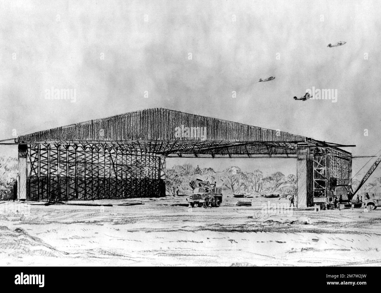 Artwork: "Constructing a Hangar" Artist: John Scott. Country: Unknown ...