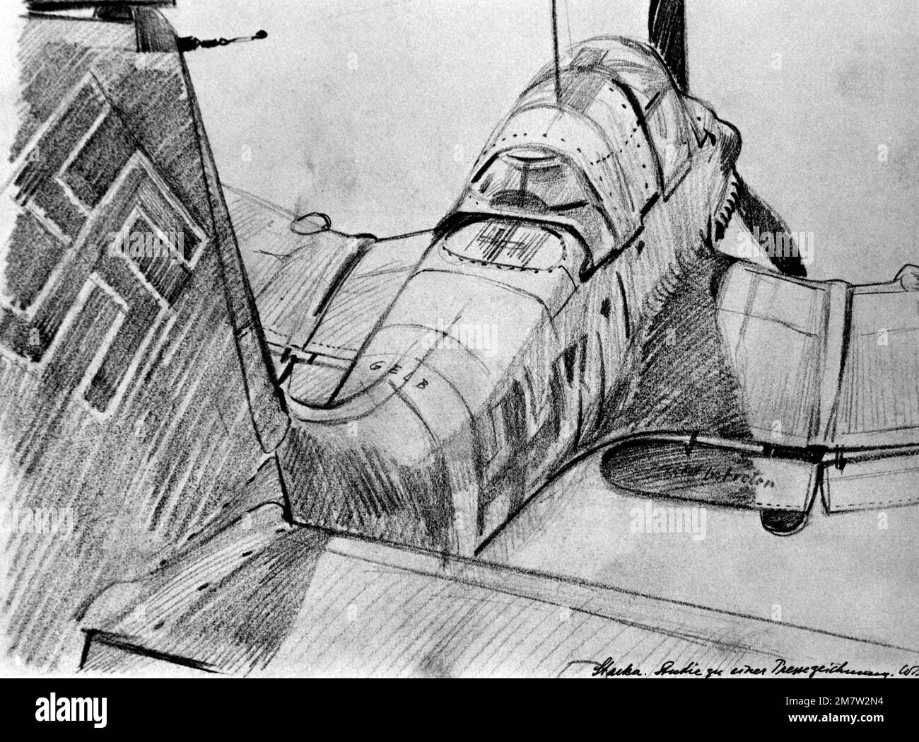 Artwork: "Rear View of a Stuka" Artist: W. Traeger. Country: Unknown ...