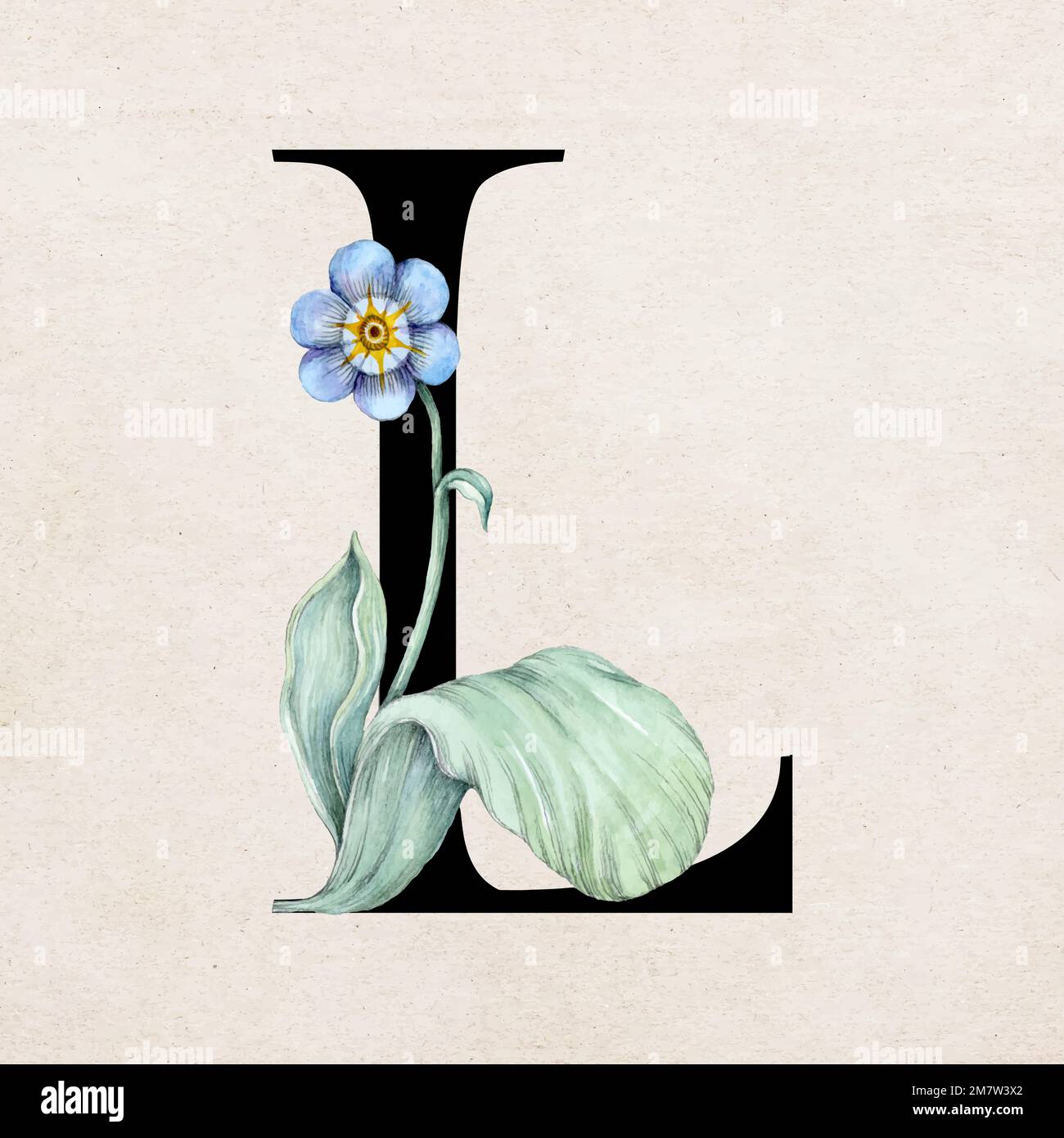 Floral font letter l Stock Vector Images - Alamy