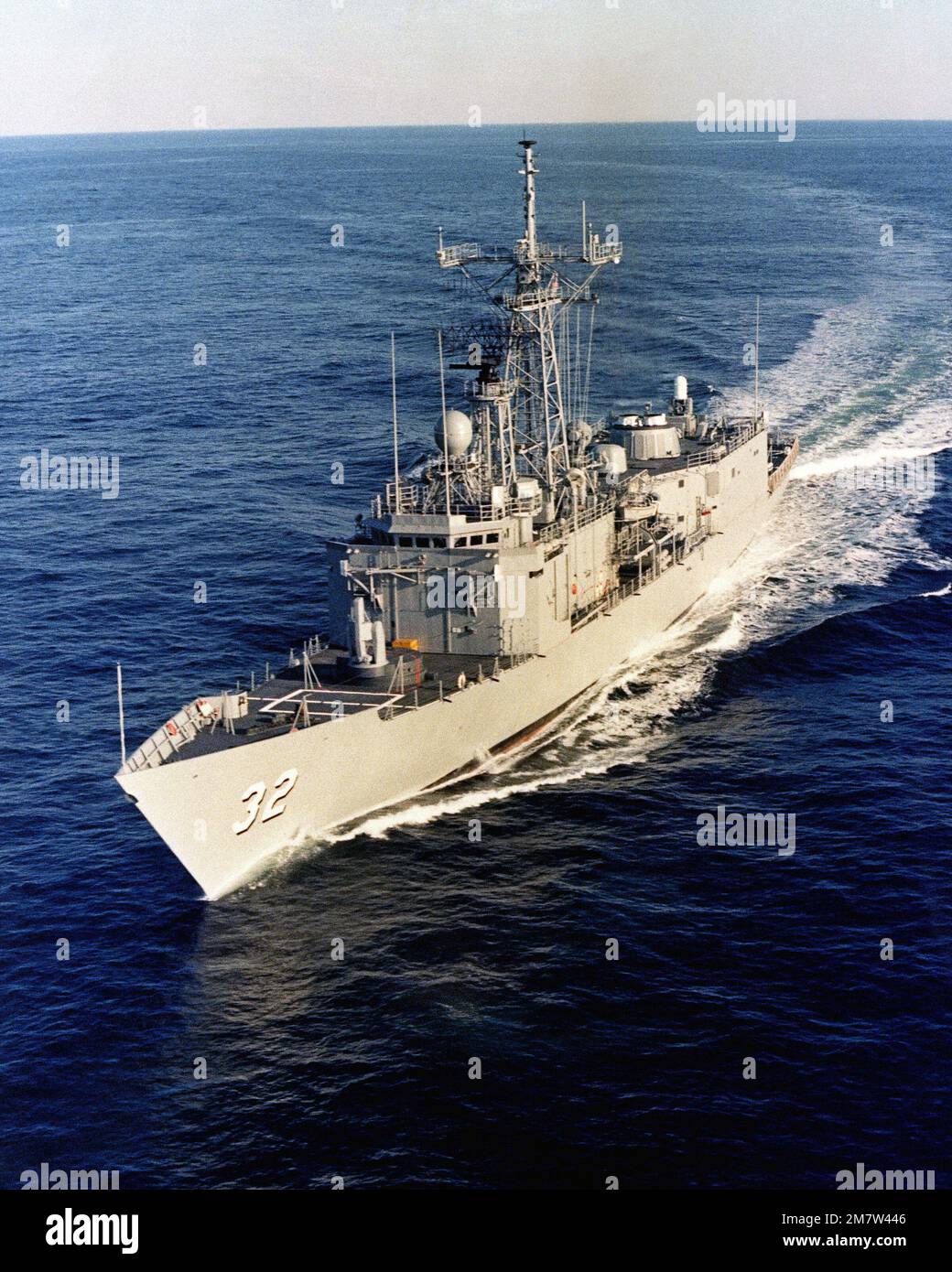 A port bow view of the Oliver Hazard Perry class guided missile frigate ...