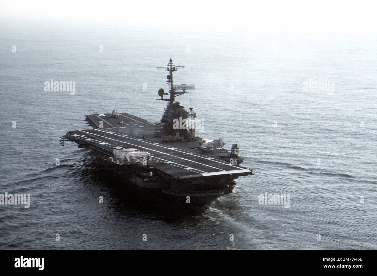 A port quarter view of the aircraft carrier USS CORAL SEA (CV-43 ...