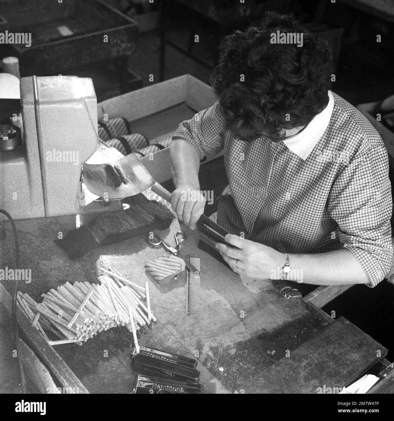 Hamilton paint brush production in wealdstone Black and White Stock ...