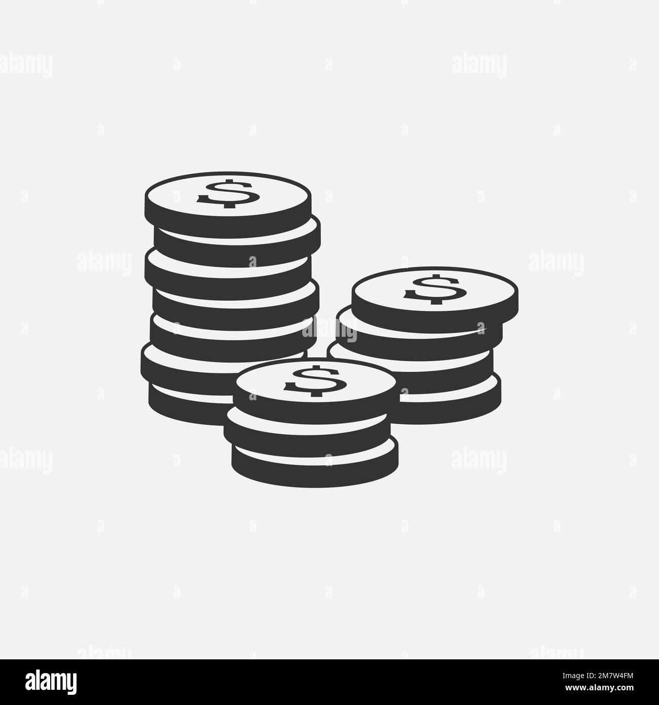 Coins Icon isolated on grey background. Money icon set. Line money ...