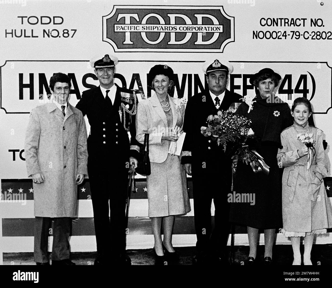 A view of the launching party participating in the launching ceremony ...