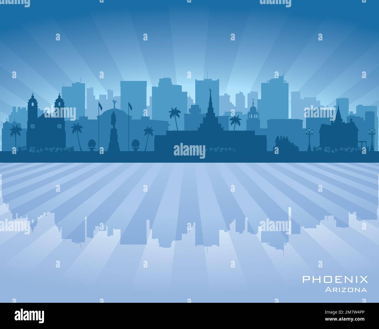 Phoenix Arizona city skyline vector silhouette illustration Stock ...