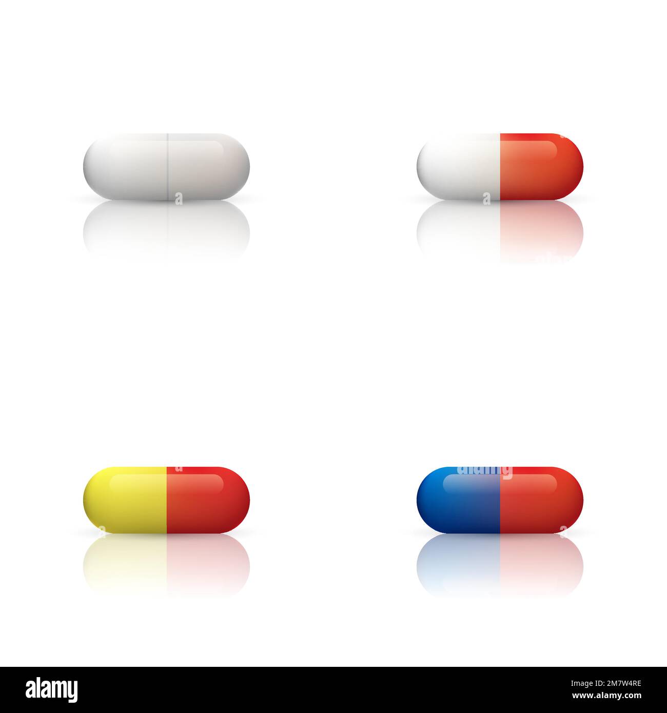 Pill capsules set isolated on white background. Vector illustration ...