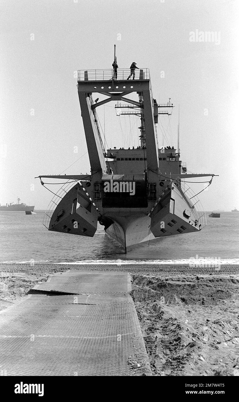 A bow view of a tank landing ship at Tok Sok Ri Beach during exercise ...