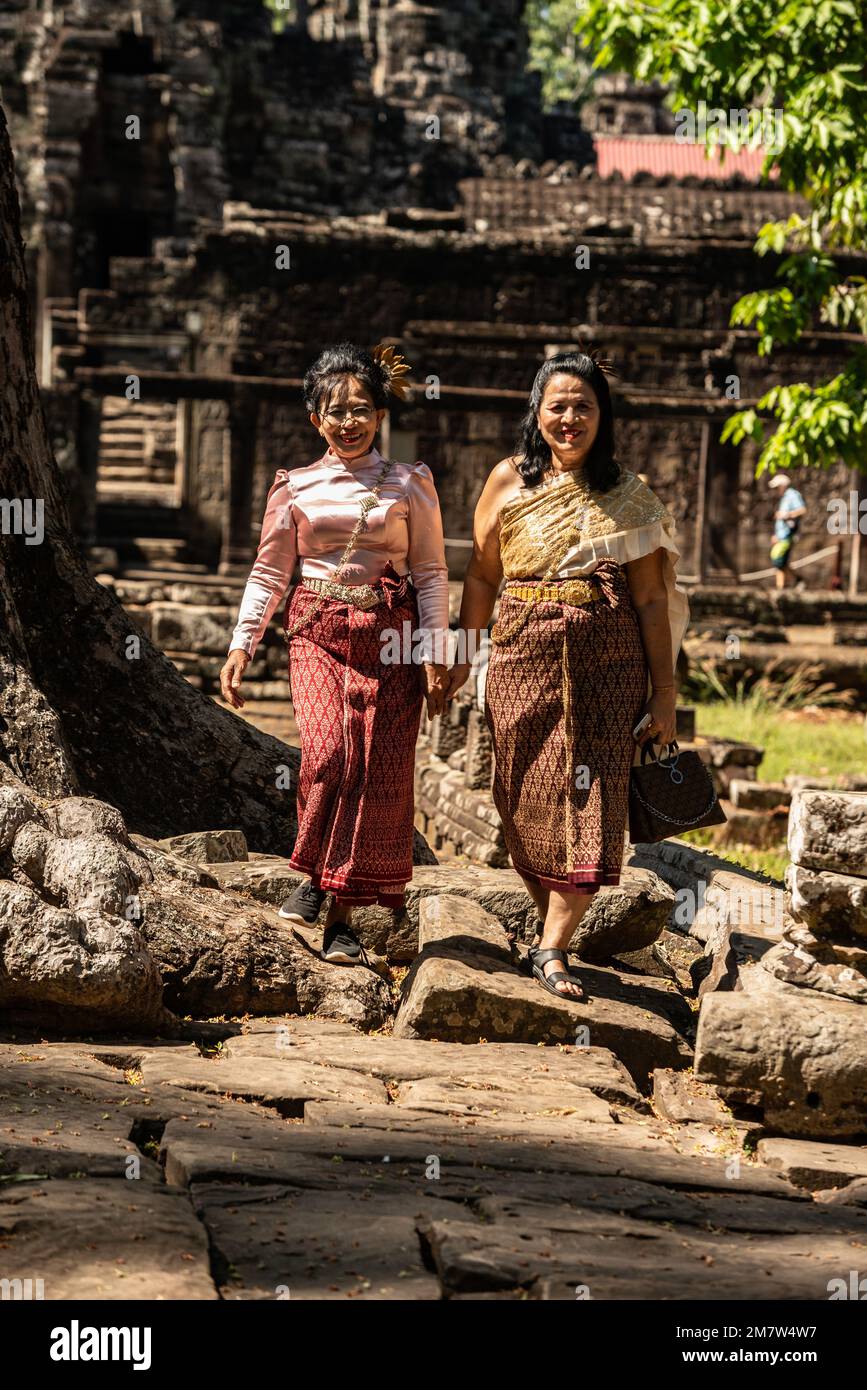 Angkor temples - tourist sceneries Stock Photo - Alamy