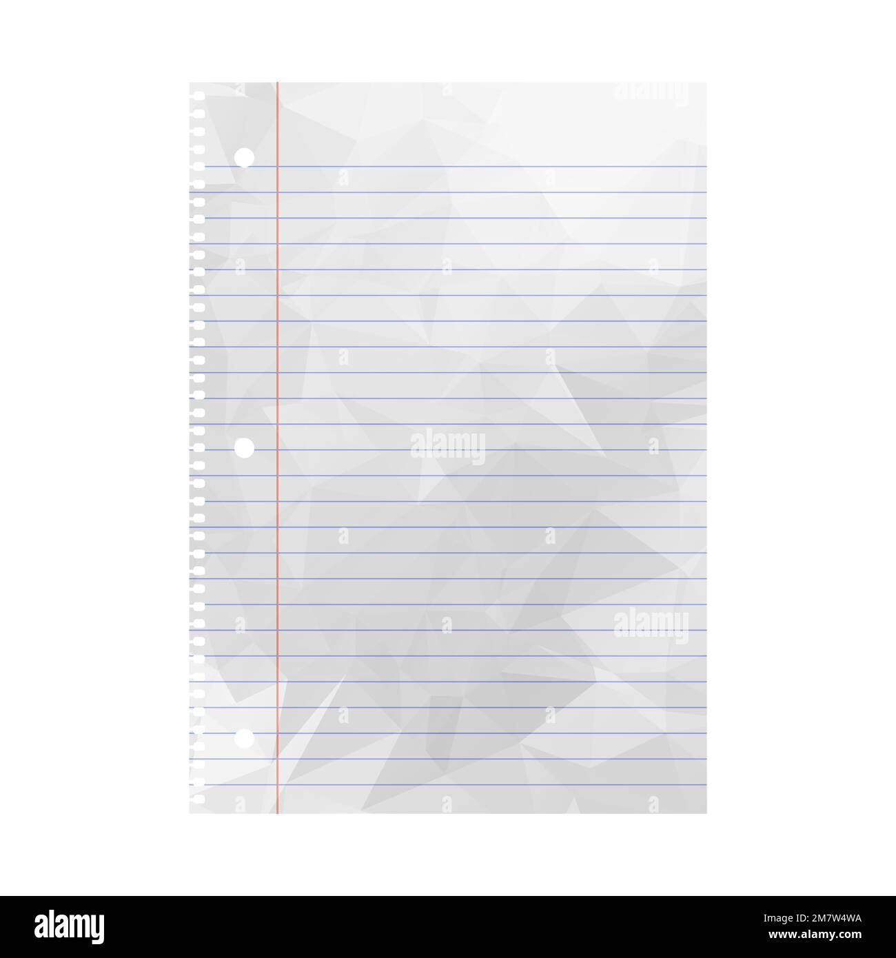 Wrinkled Note paper. Notebook paper with lines isolated on background ...