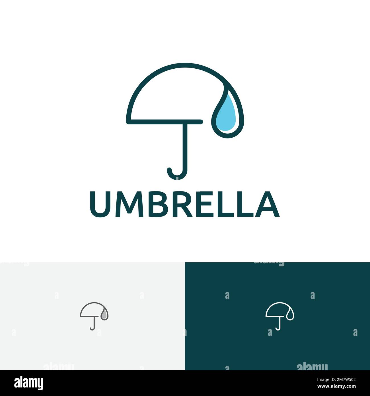 Umbrella Rain Water Drop Protection Guard Line Logo Stock Vector Image ...
