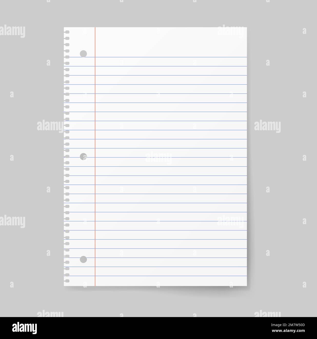Notebook paper with lines isolated on background. Vector illustration ...