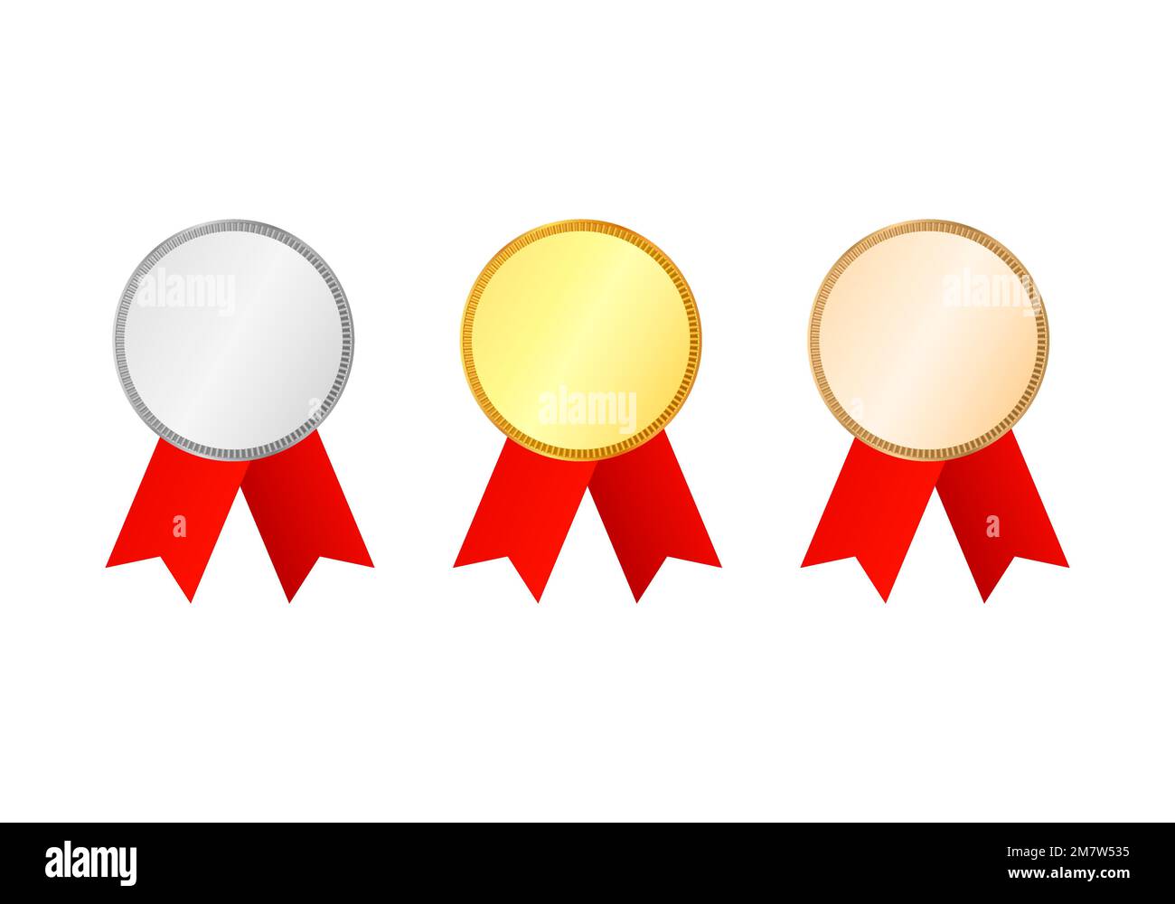 Award Medals with ribbons set. Collection of gold, silver and bronze ...