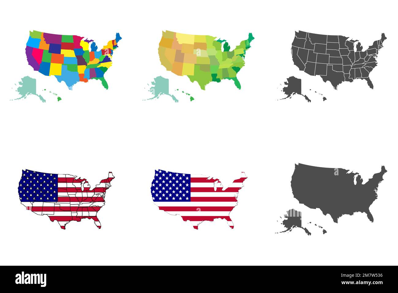 USA map set. Collection United States of America map. Vector ...