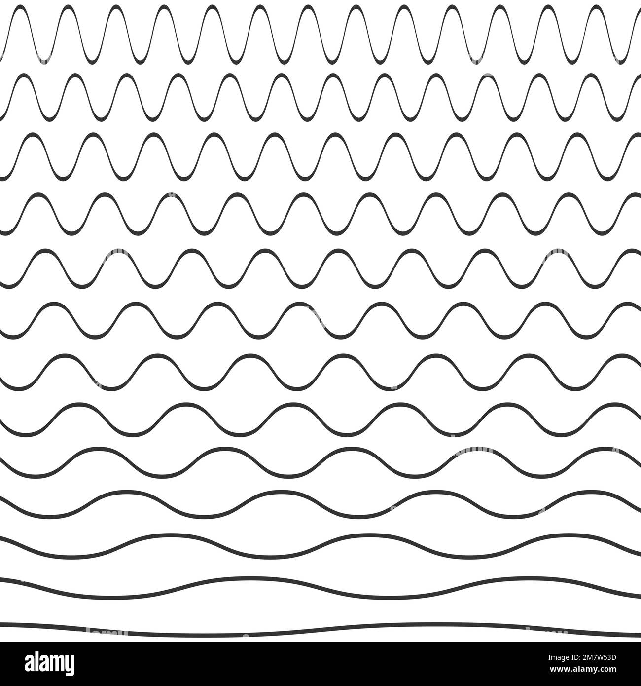 Set of wavy pattern isolated on background. Vector illustration. Eps 10 ...