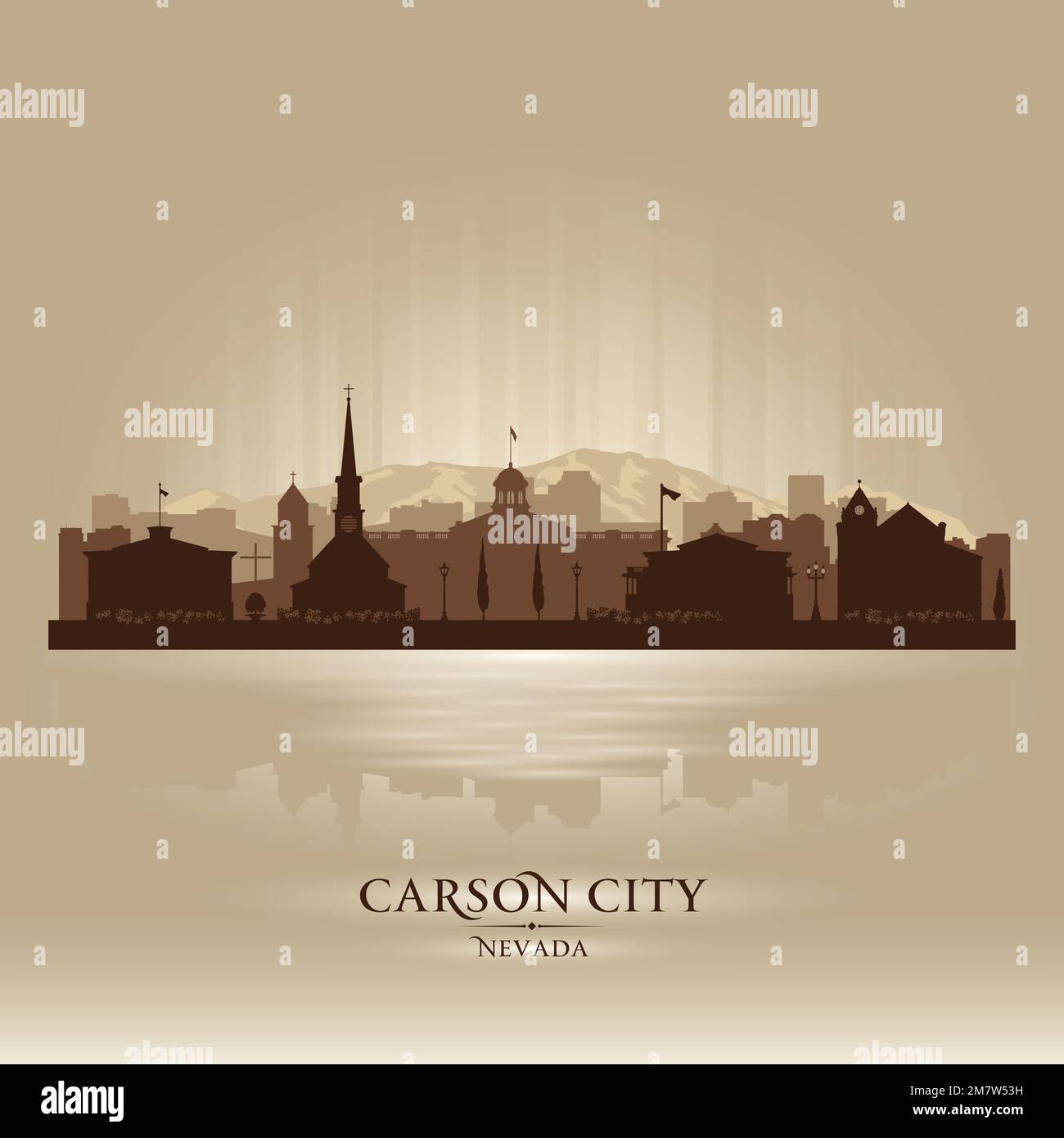 Carson City Nevada city skyline vector silhouette illustration Stock ...
