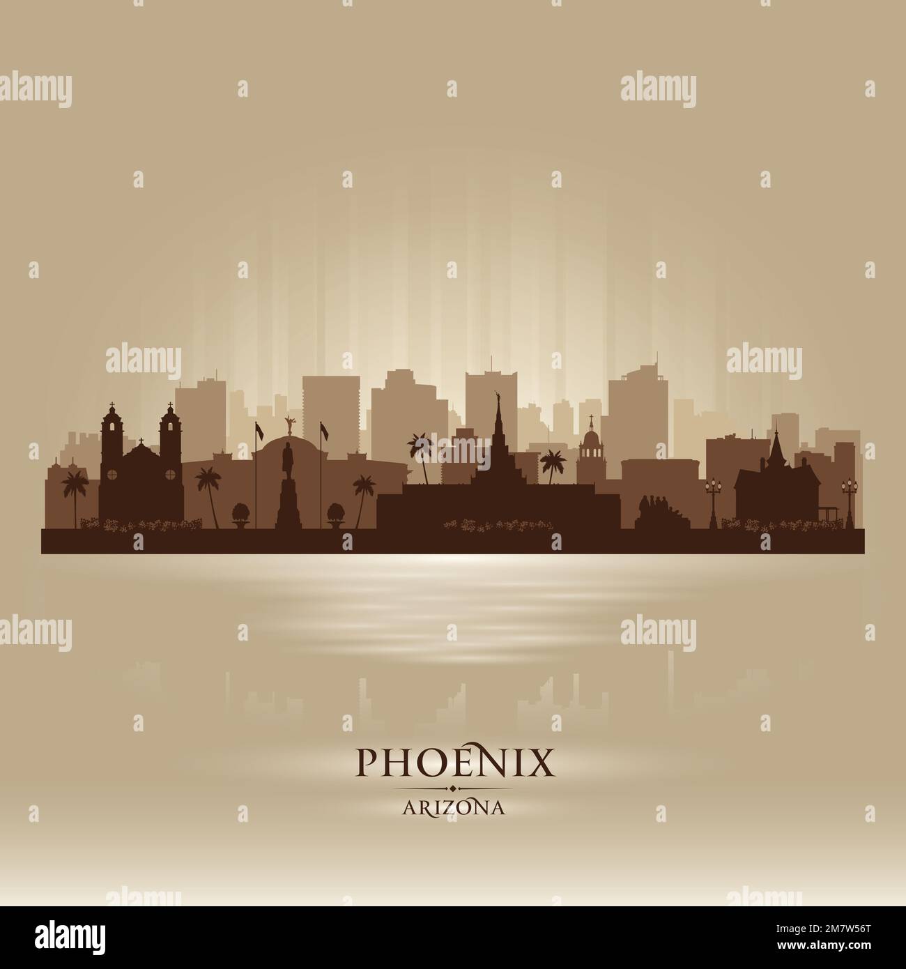 Phoenix Arizona city skyline vector silhouette illustration Stock ...