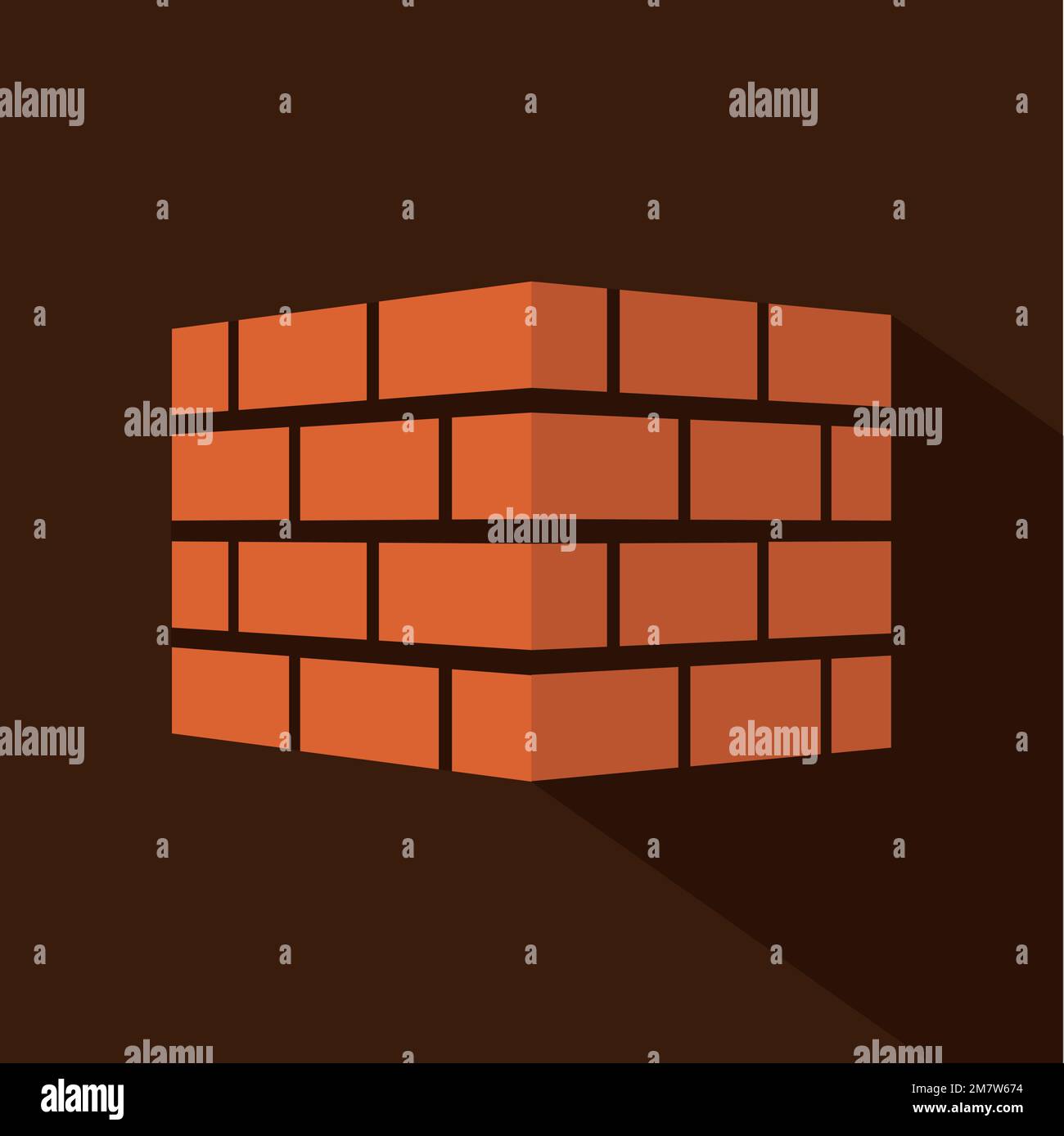 Bricks icon with long shadow. Bricks logo. isolated on background ...