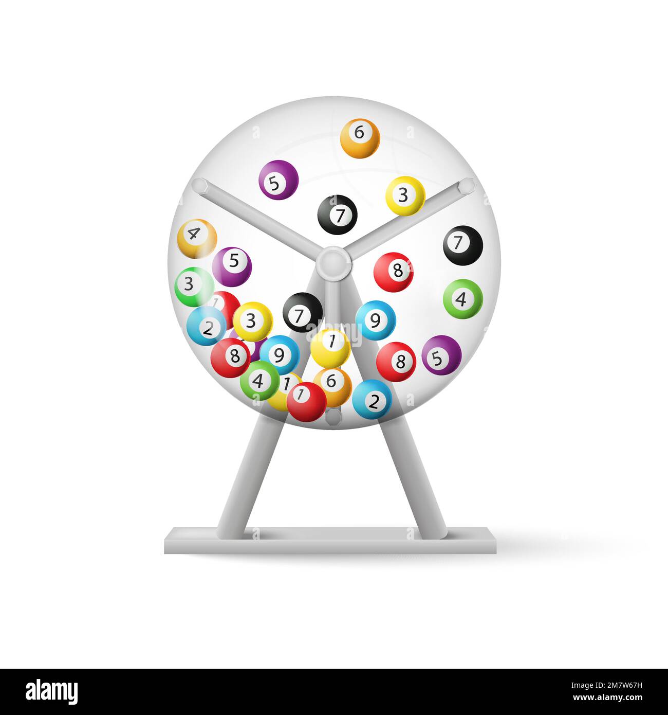 3d rendering of lottery machine with balls inside isolated on white ...