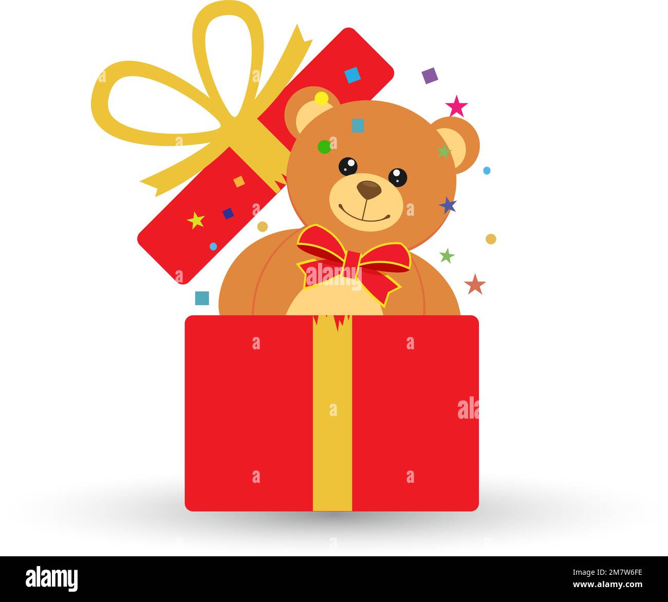 teddy bear inside a gift box. isolated on background. Vector ...