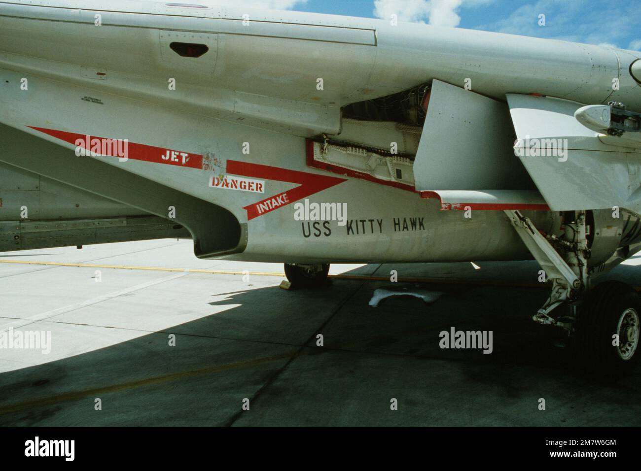 A view of the jet intake of a Carrier Air Wing 15 (CVW-15) F-14 Tomcat ...