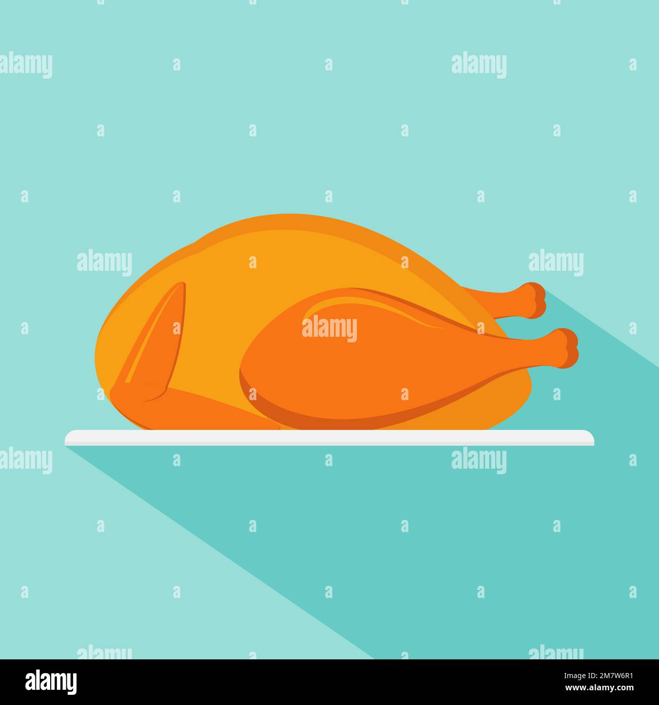 Baked chicken isolated on white background. Vector illustration. Eps 10 ...