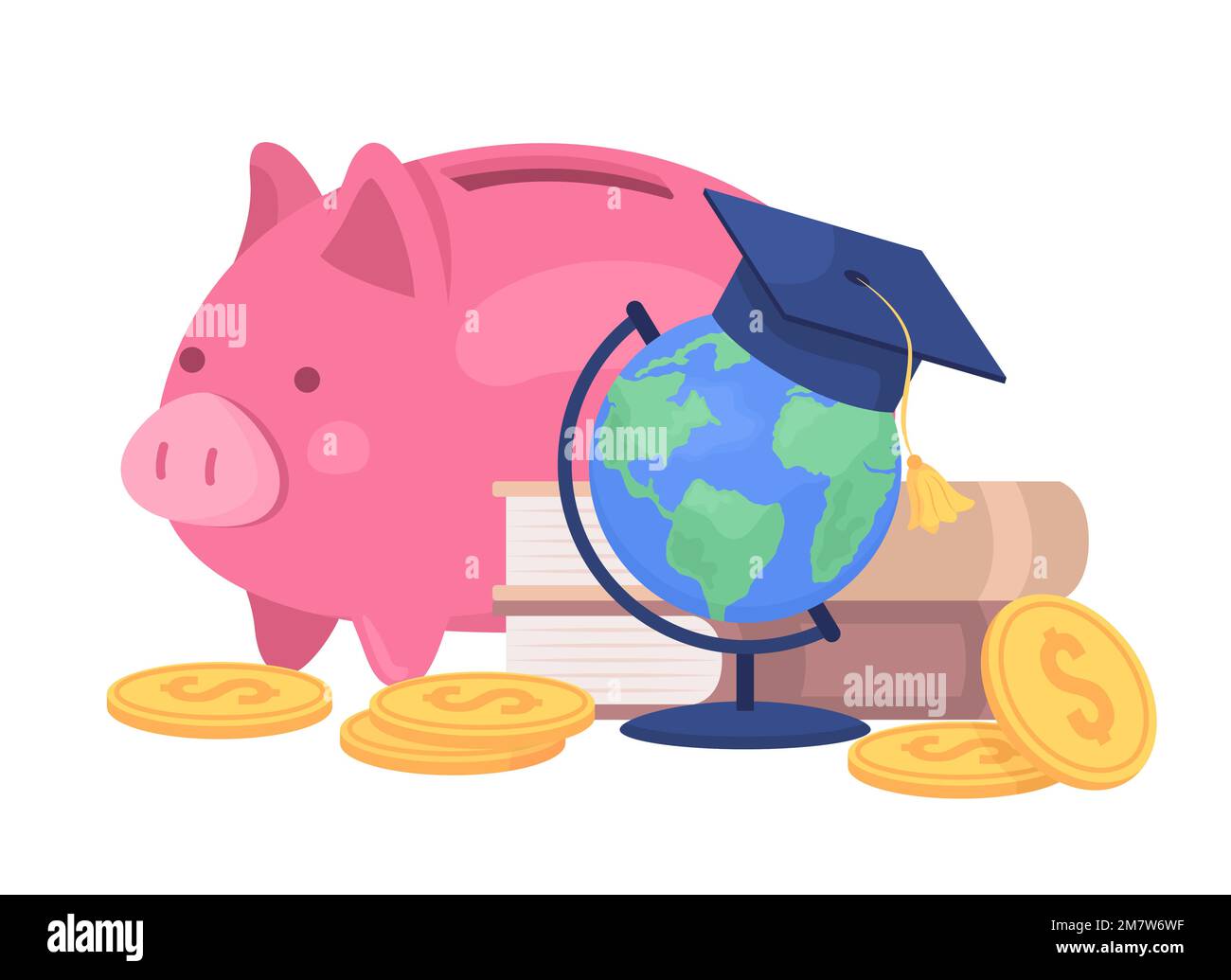 Savings for prestige university semi flat color vector objects Stock ...