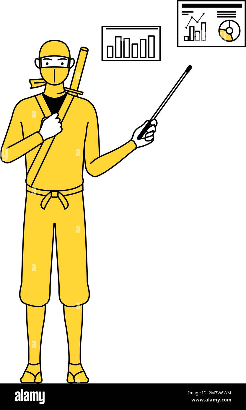 A man dressed up as a ninja analyzing a performance graph Stock Vector ...