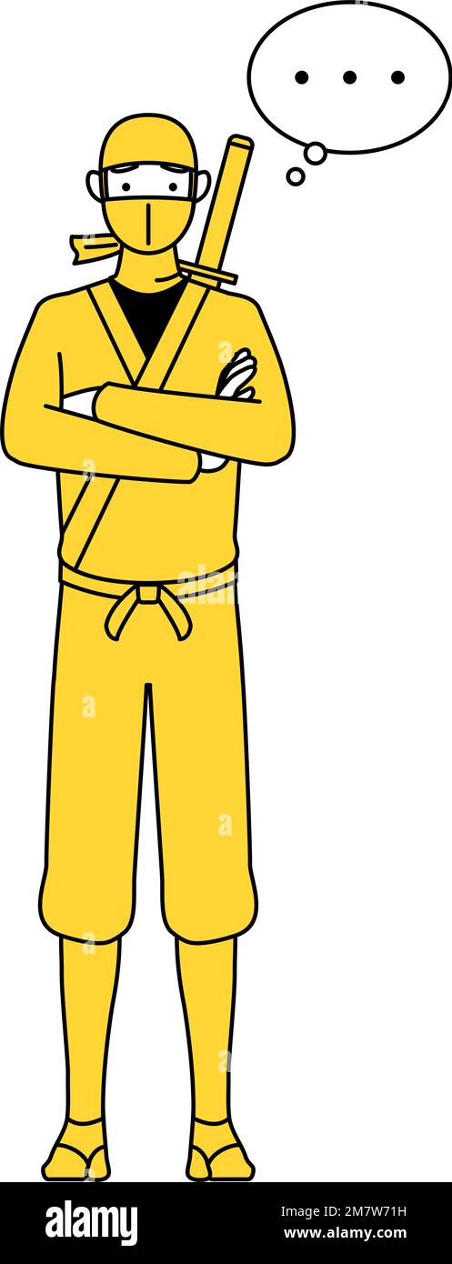 A man dressed up as a ninja, arms crossed, thinking Stock Vector Image ...