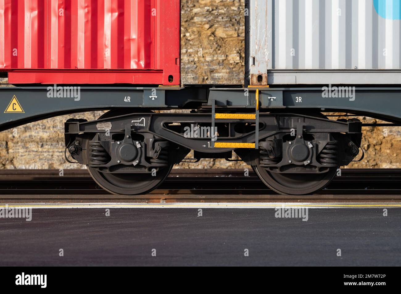 Horb Am Neckar, Germany. 10th Jan, 2023. Containers loaded on a freight ...