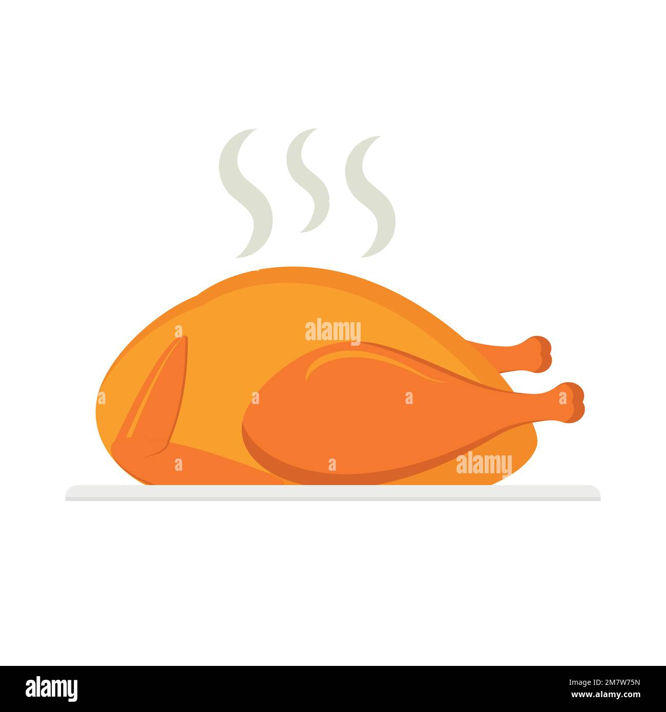 Baked chicken isolated on white background. Vector illustration. Eps 10 ...