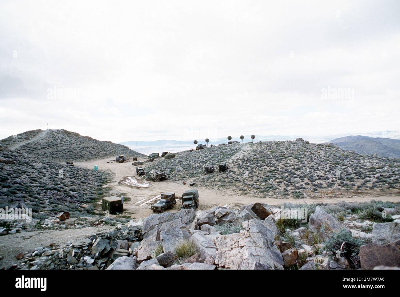 An overall view of the microwave relay station set up for use during ...