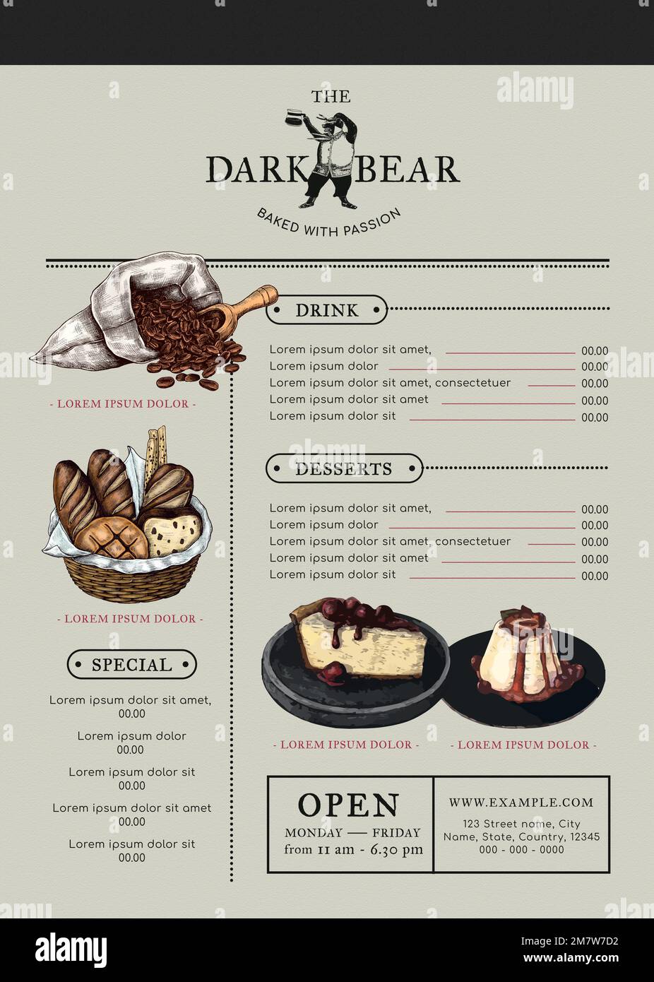 Editable cafe menu template vector corporate identity design Stock ...