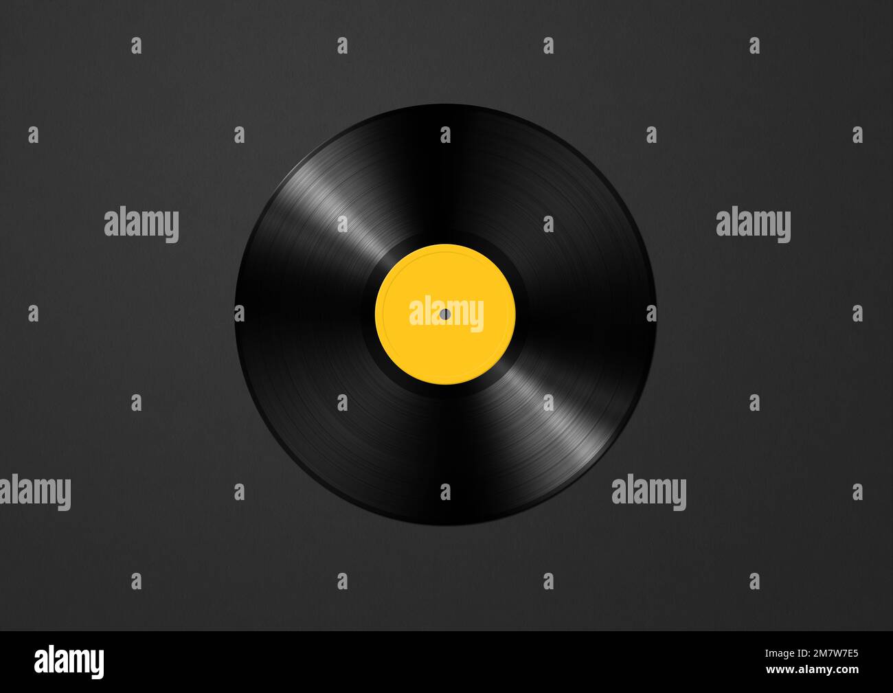 Yellow vinyl record isolated on black background. 3D illustration Stock ...