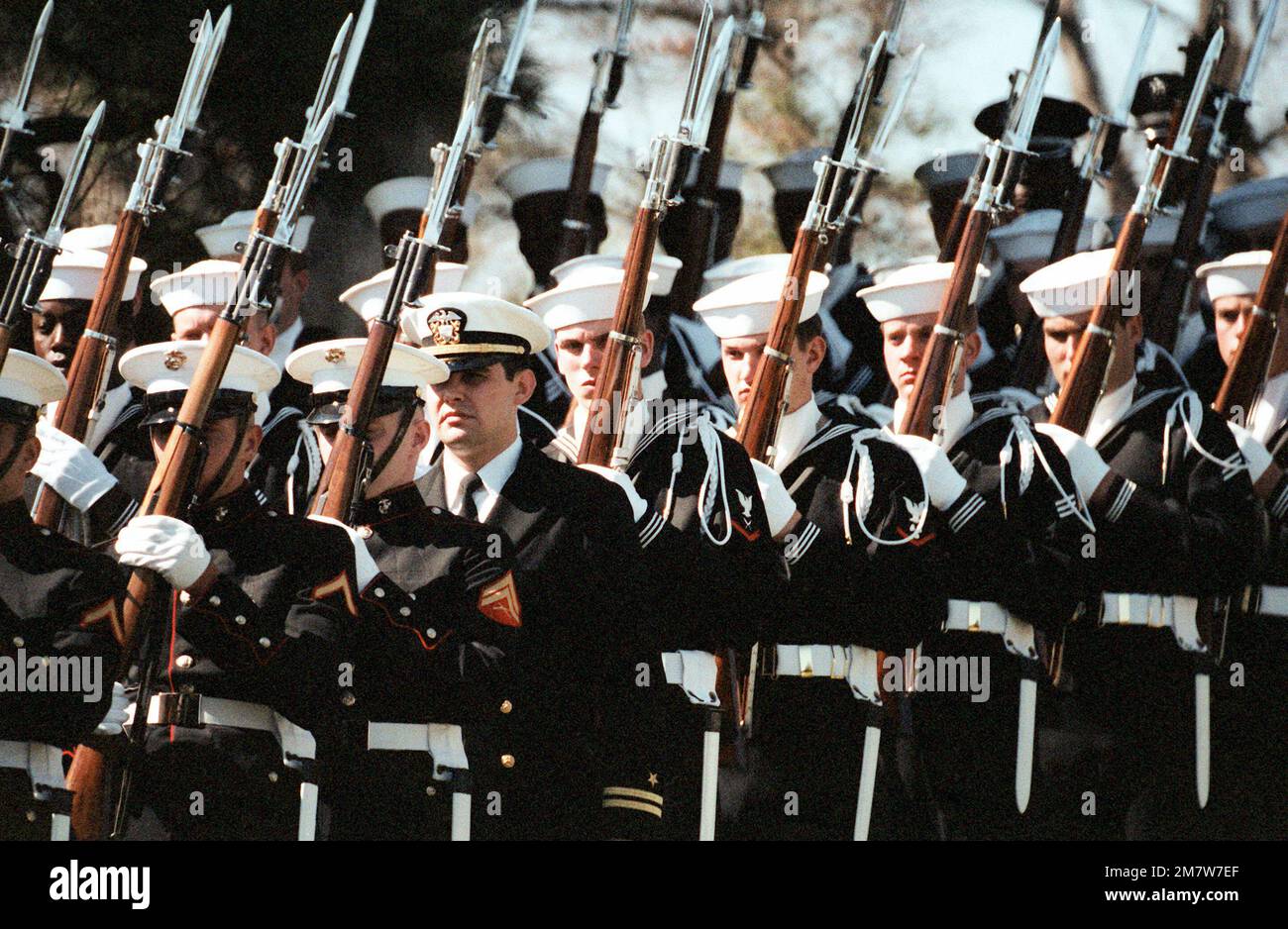 A Navy honor guard takes part in the full honors funeral for GEN Nathan ...