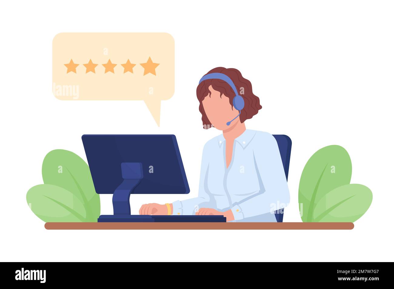 Customer service assistant checking feedback semi flat color vector ...